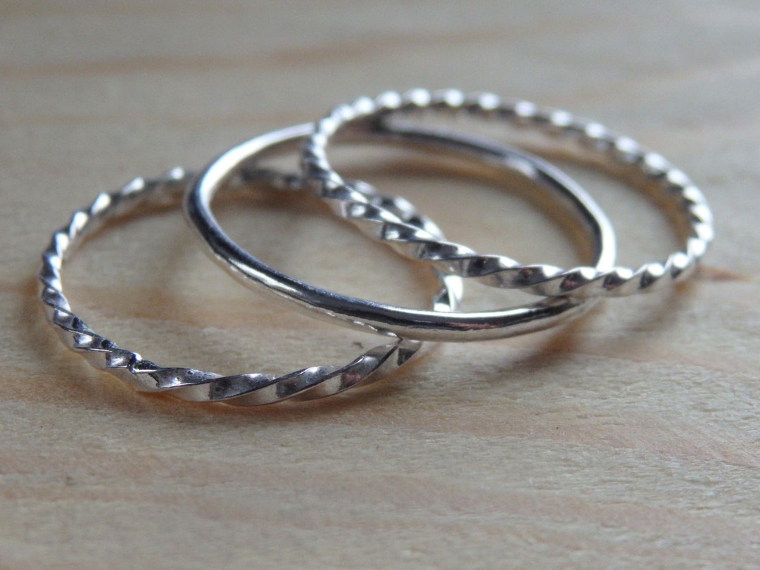 Set of Three Sterling Silver Stacking Rings, Made to Order - Etsy
