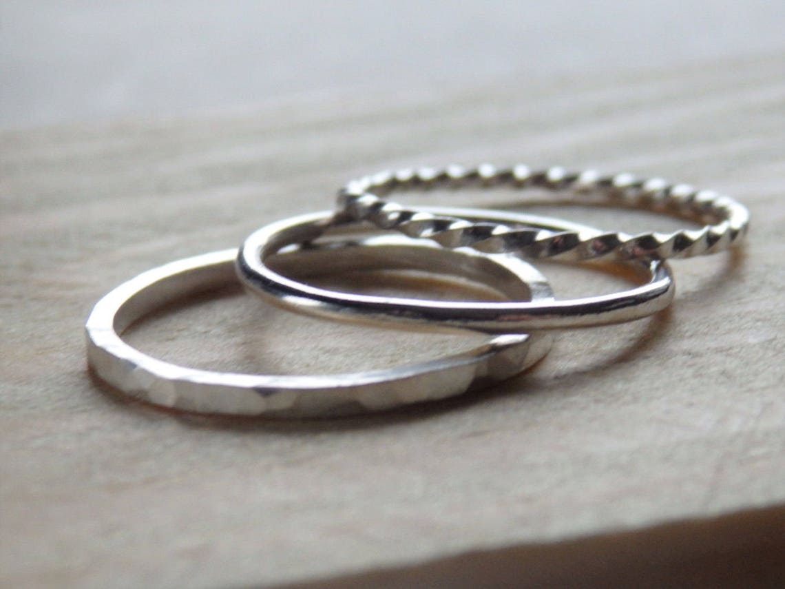 Sterling Silver Stacking Rings Three Ring Band Set - Etsy