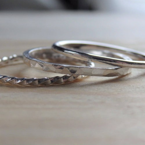 Set of Three Sterling Silver Stacking Rings Stackable Rings - Etsy