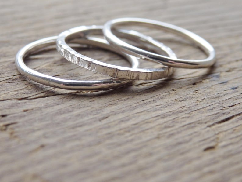 Set of Three Sterling Silver Stacking Rings Stackable Rings - Etsy