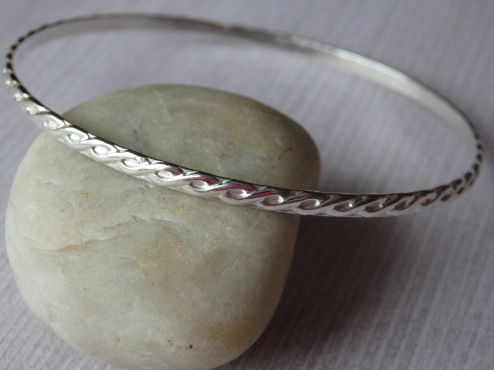 Sterling Silver Rope Braid Pattern Bangle | Etsy