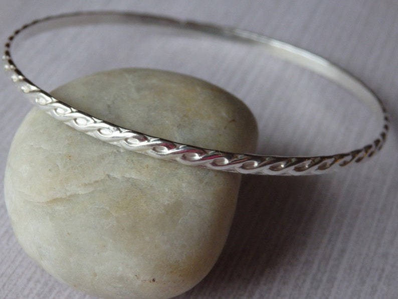 Sterling Silver Rope Braid Pattern Bangle | Etsy