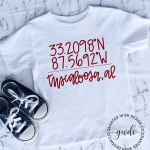 Tuscaloosa Coordinates Tshirt, Alabama Crimson Tide, Kids Alabama ...
