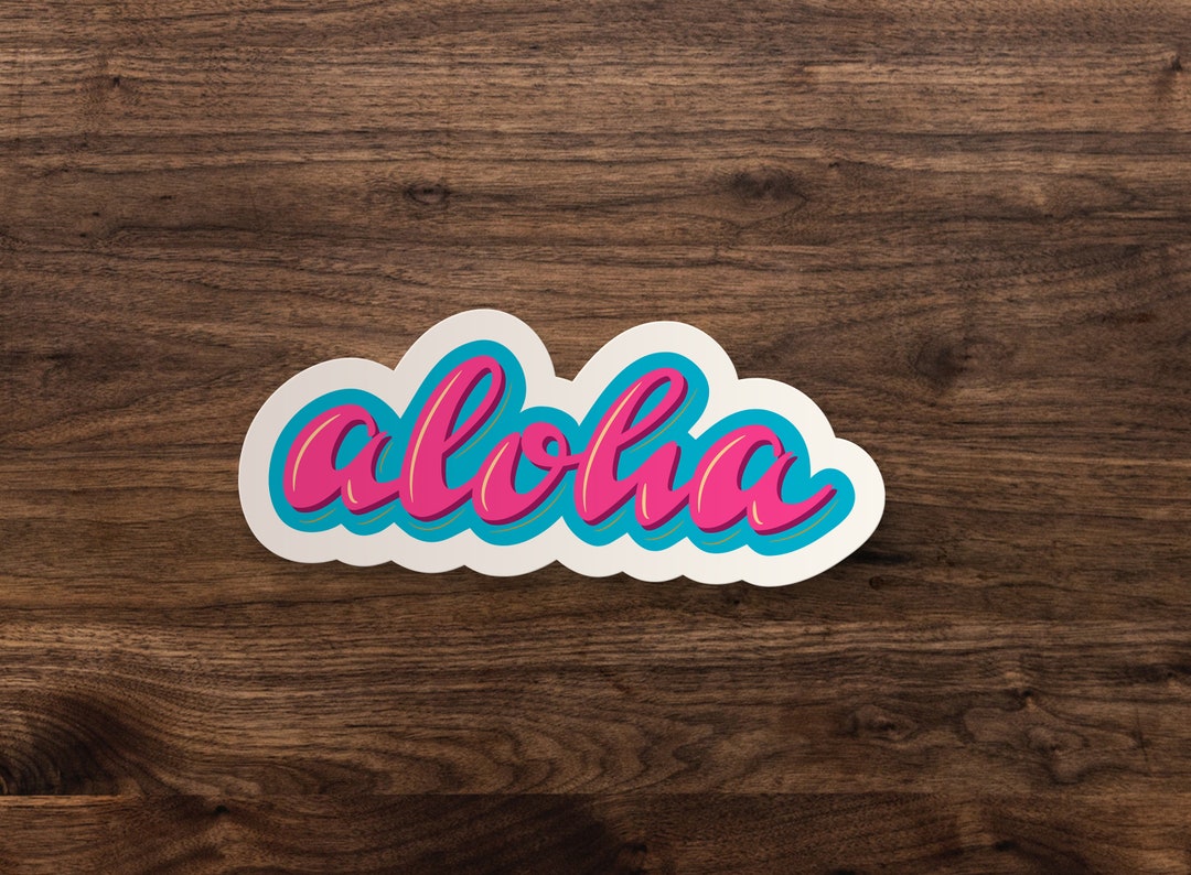 Aloha Bubble Letters Sticker // Surfer Surfing Sticker // - Etsy