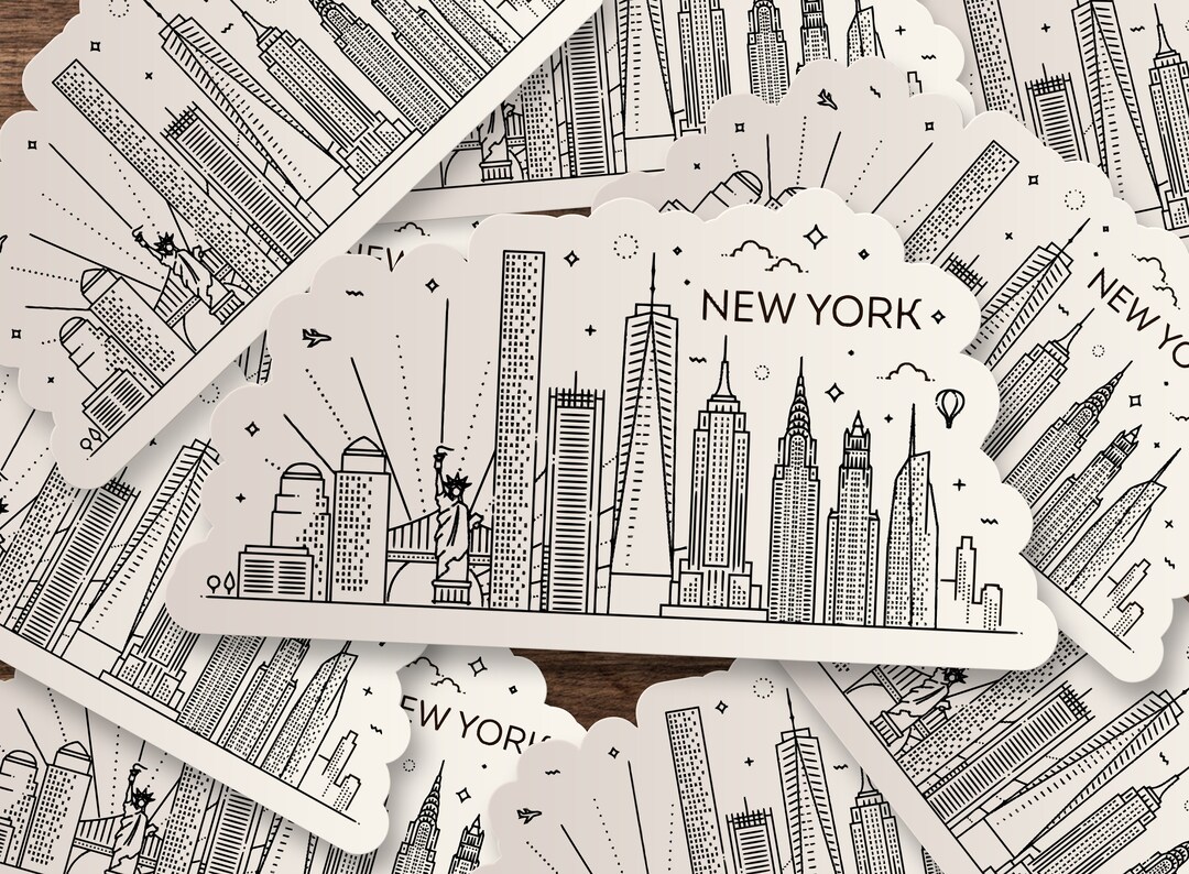 New York City Skyline Sticker | NYC Skyline Die-cut Window, Skateboard ...