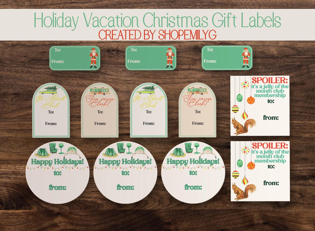 Holiday Vacation Christmas Holiday Gift Labels | to From Holiday Labels ...
