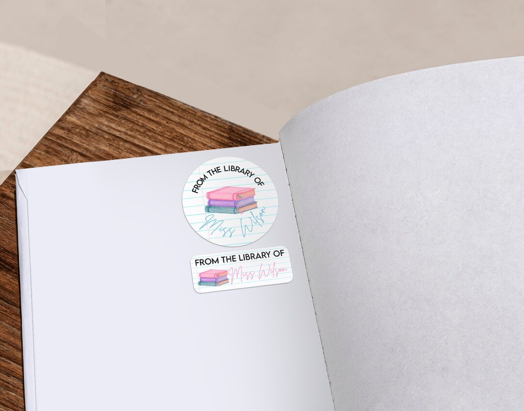 Book Stack | Book Library Name Stickers | From the Library of | This ...