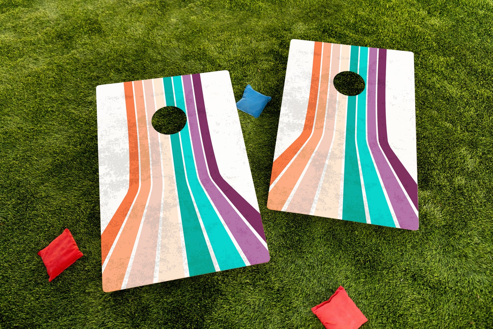Cornhole Boards 80's Vintage Stripes Set of 2 Decals | Wraps for ...