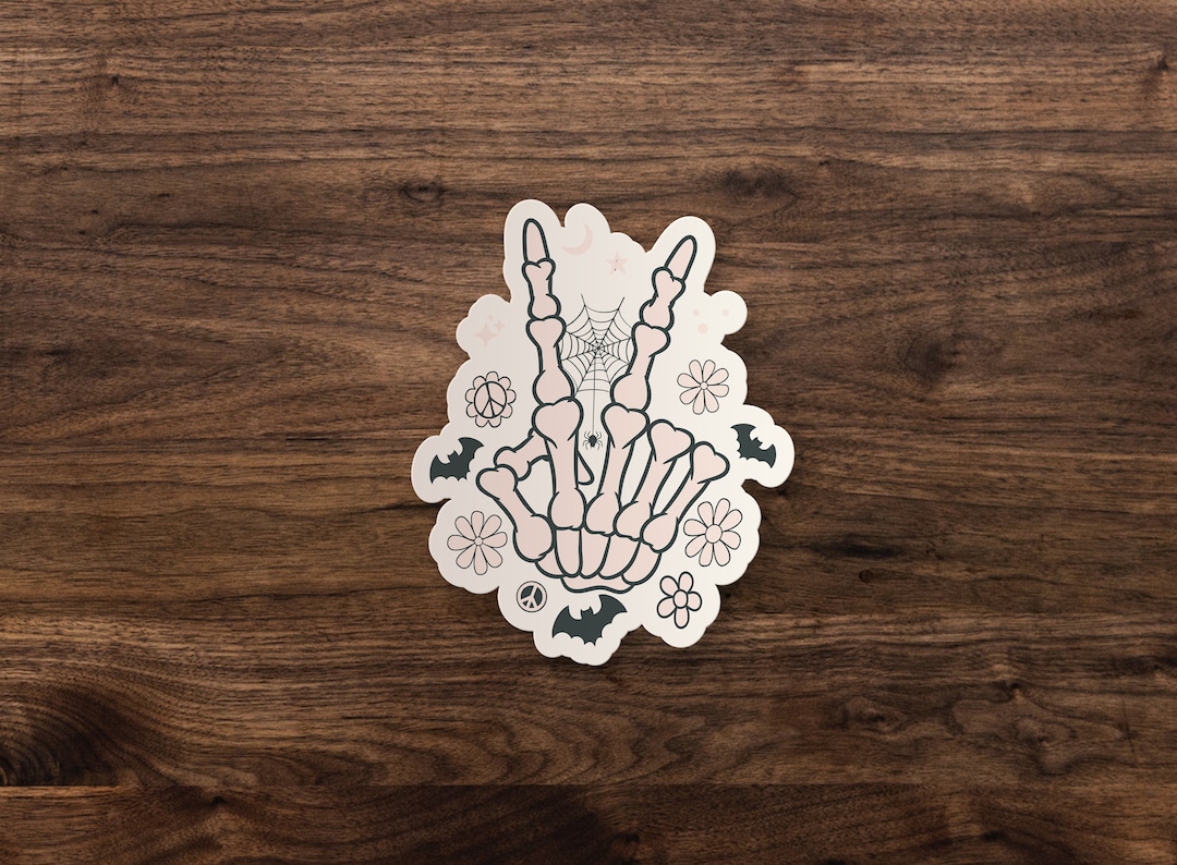 Skeleton Peace Sign Hand | Skeleton Halloween Fall Sticker // Trendy ...