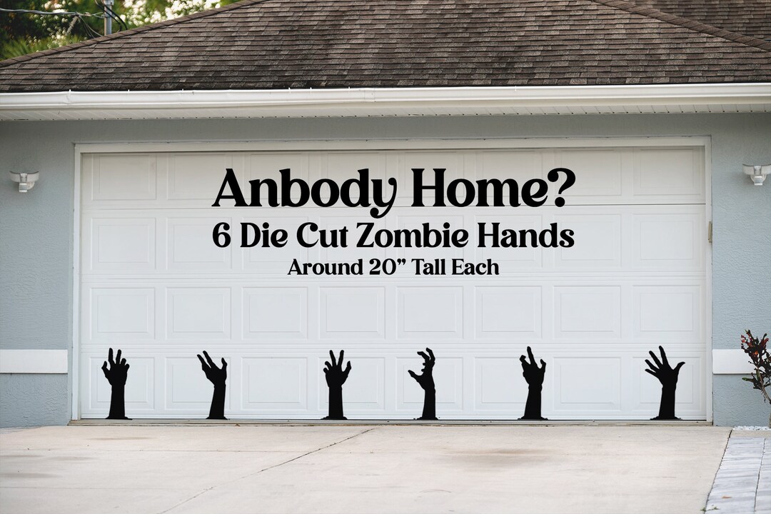 Zombie Arms Die Cut Matte Black Vinyl Decal for Halloween Garage Door ...