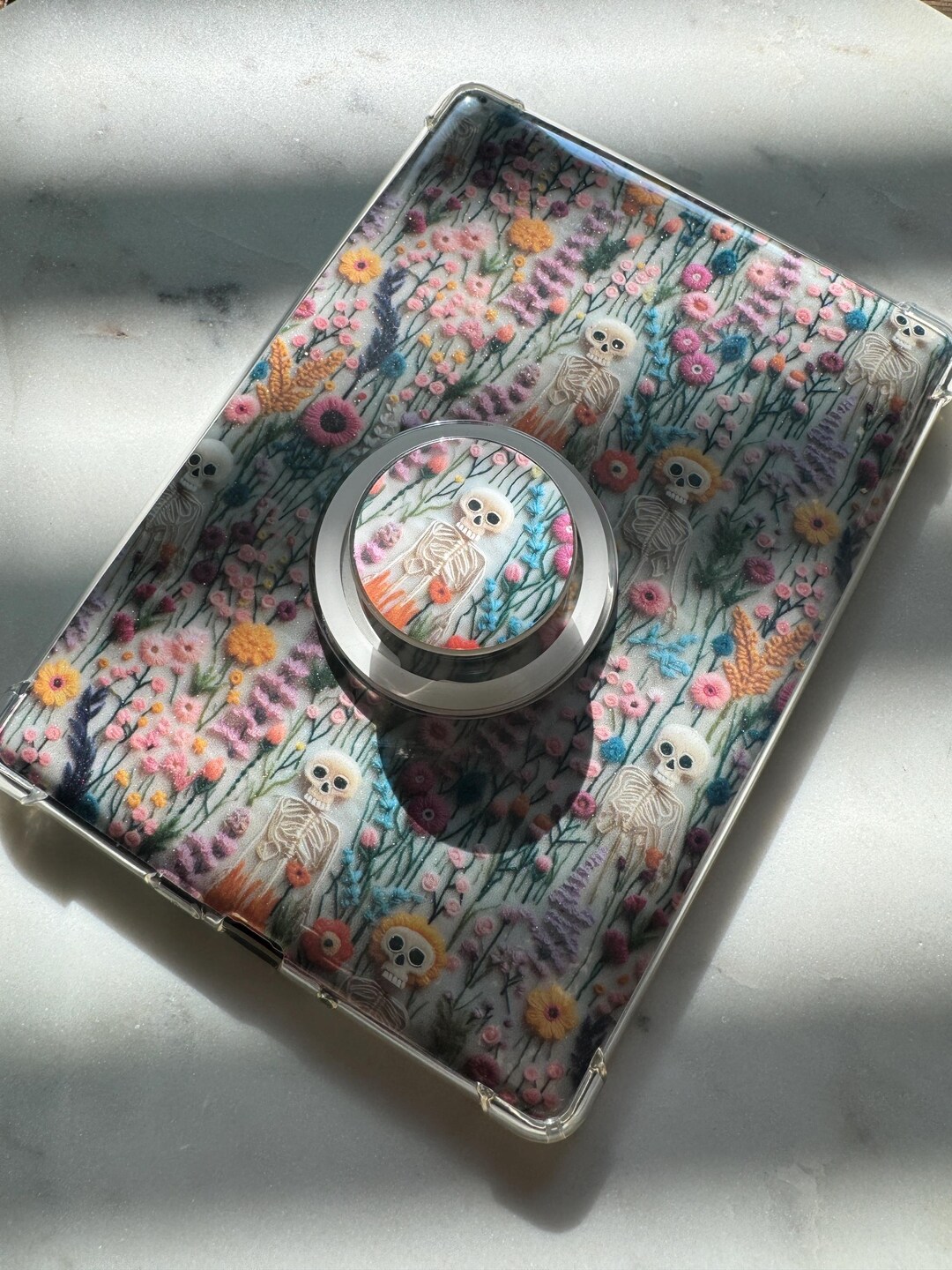 Floral Skeleton Halloween Popsocket Decal Phone, Kindle, Tablet Grip ...