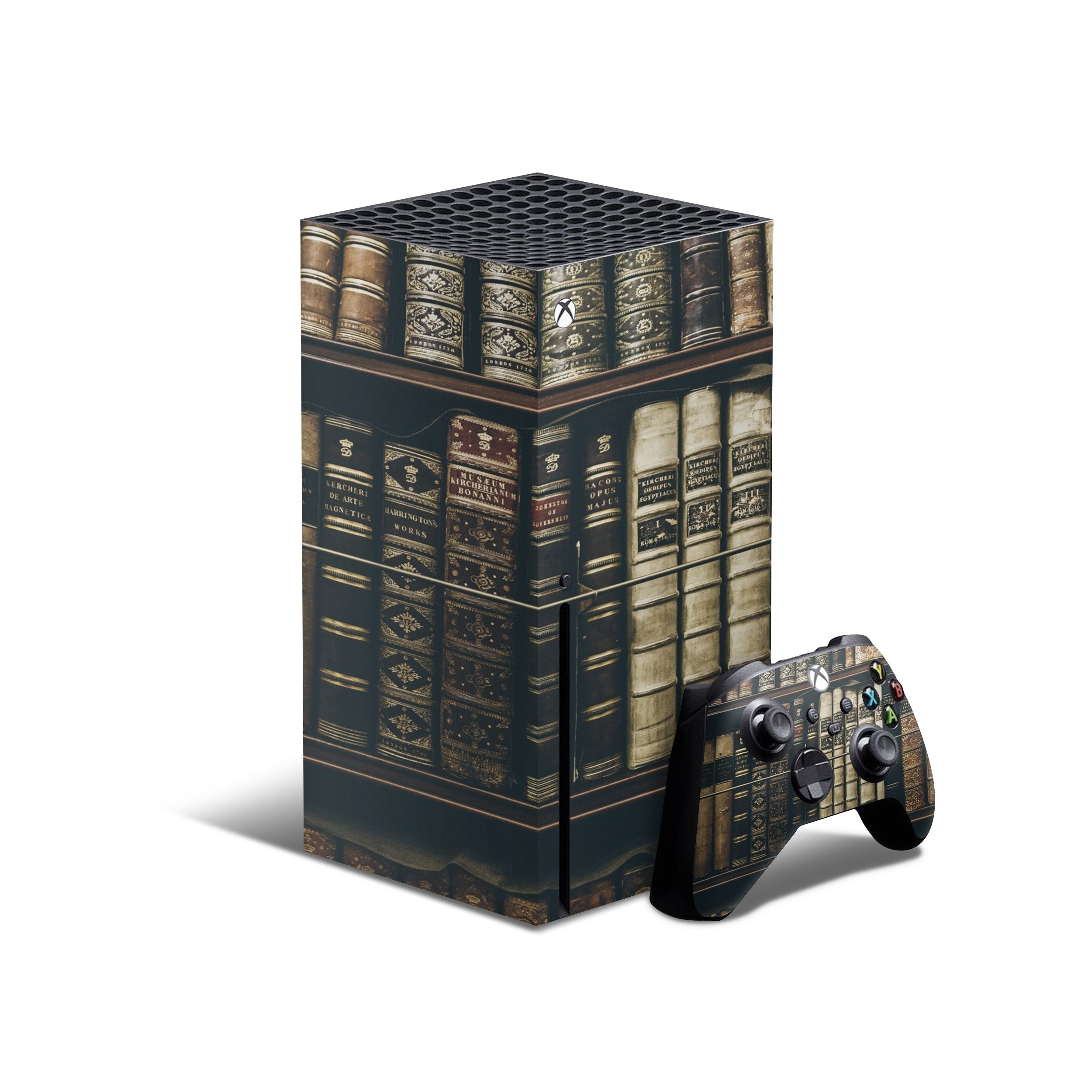Xbox Series X Skin Dark Academia Book Pattern Best Selling Vinyl Decal Sticker 3M Vinyl Full Coverage X Box Console Controller