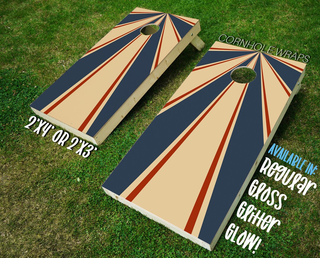 Cornhole Boards Carnival Stripes Set of 2 Decals | Retro Vinyl Wraps ...