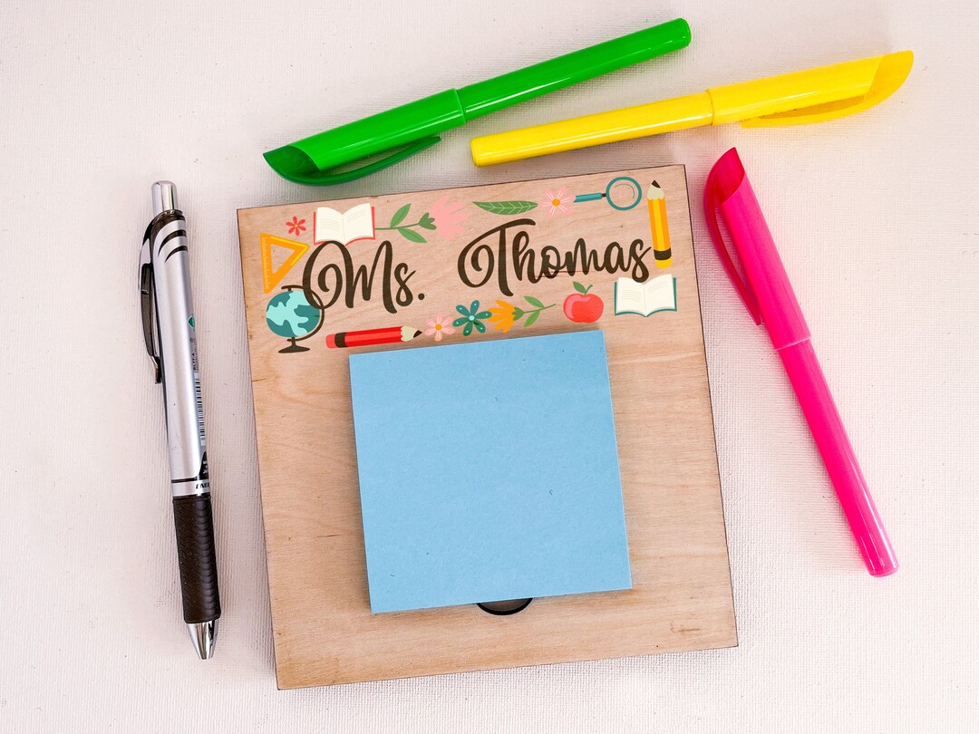 Spring School | Teacher Sticky Note Holder | Custom Personalized Note ...