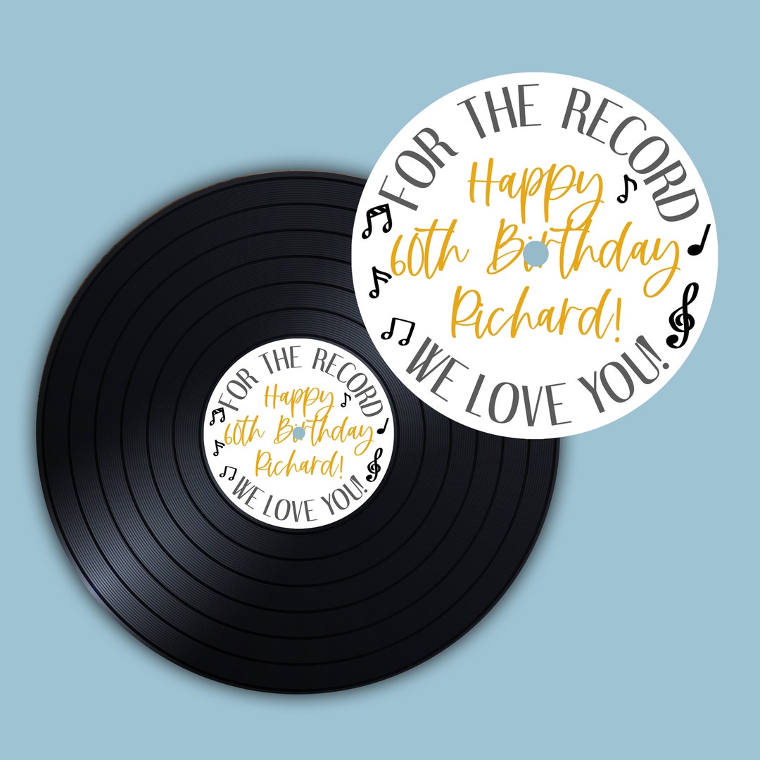 Happy Birthday Record Custom Label | Wedding Label for Record Guestbook ...