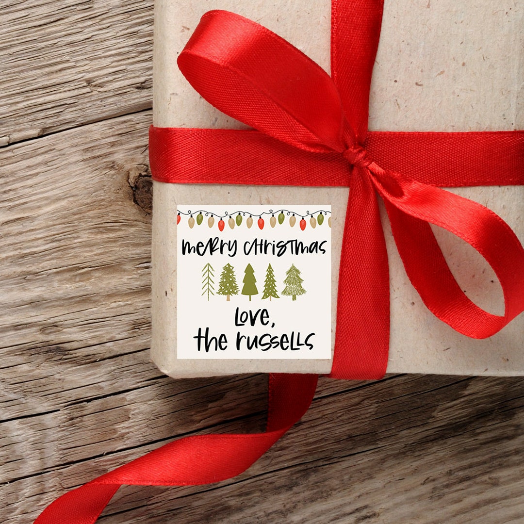 Trees & Lights | Christmas Gift Tag Sticker Labels | Gift Labels ...