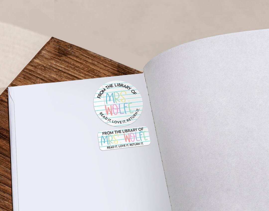 Teacher Gift | Notebook Rainbow | Book Library Stickers | From the ...