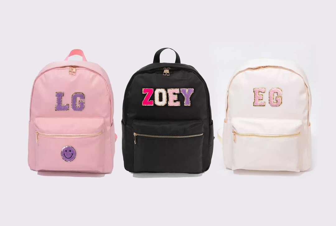 Backpack With Varsity Letter Glitter Chenille Patch | Personalized for ...