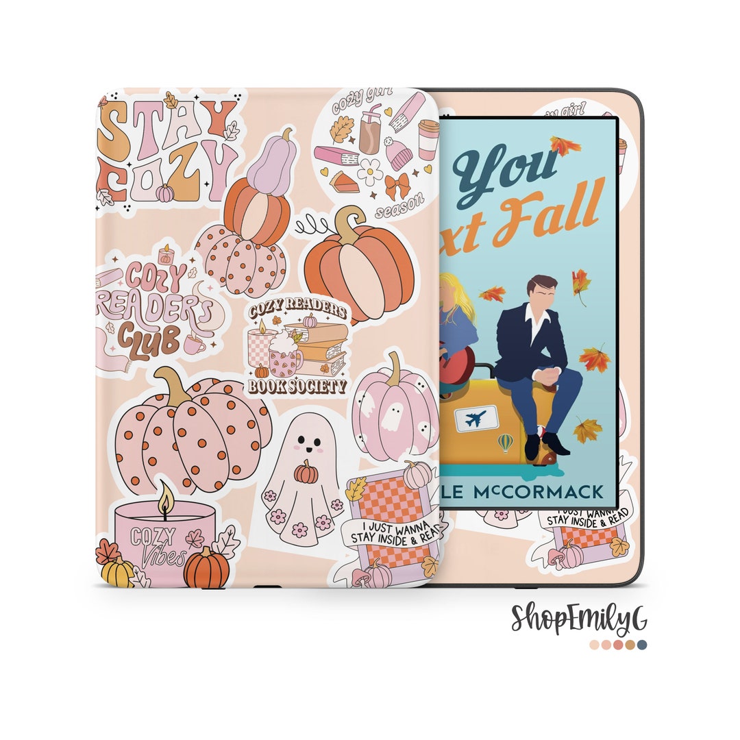 Fall Cozy Girl Sticker Bomb Kindle Skin | Aesthetic Wrap for Amazon ...