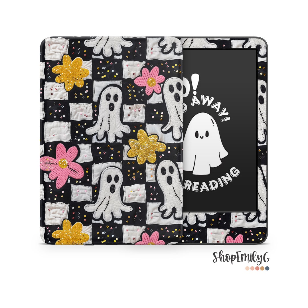 Checkered Boho Flower Ghost Kindle Skin Aesthetic Wrap for Amazon ...