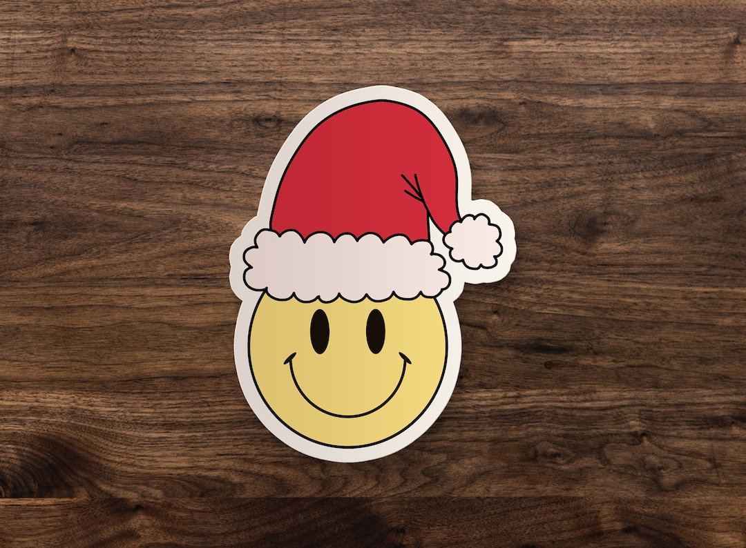 Christmas Smiley Face | Retro Christmas Trendy Sticker | Die-cut Window ...