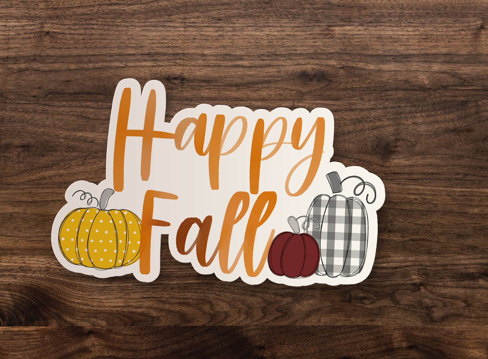 Happy Fall Pumpkin Sticker // Handlettered Fall Pumpkins - Etsy
