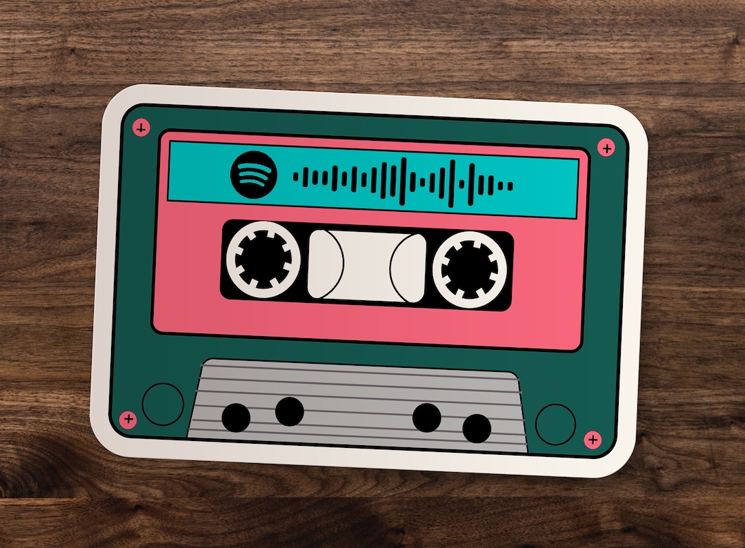 Spotify Code Sticker // Green & Pink Cassette Tape With Spotify Code ...