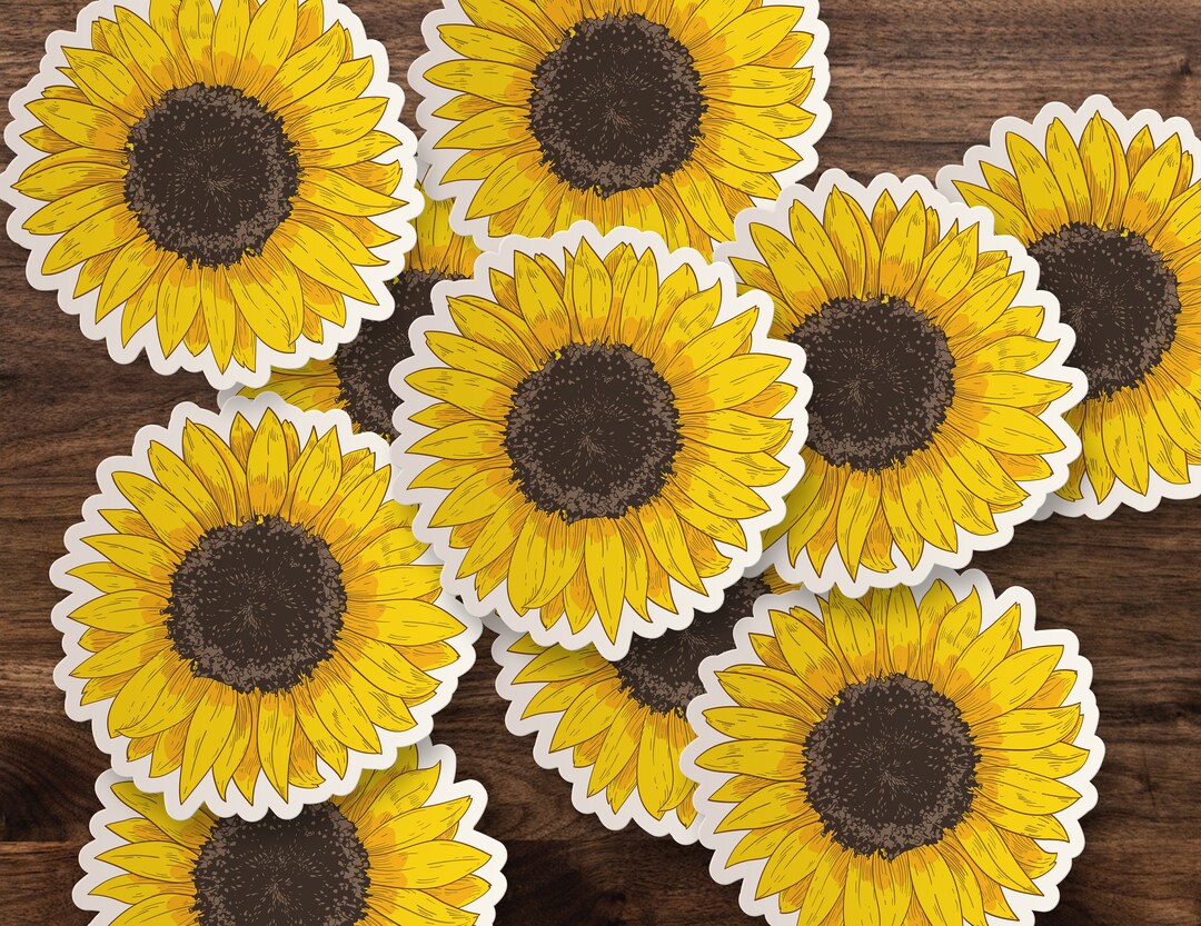 Sunflower Sticker | Bright Yellow Die-cut Window, Skateboard, Car, Wall ...