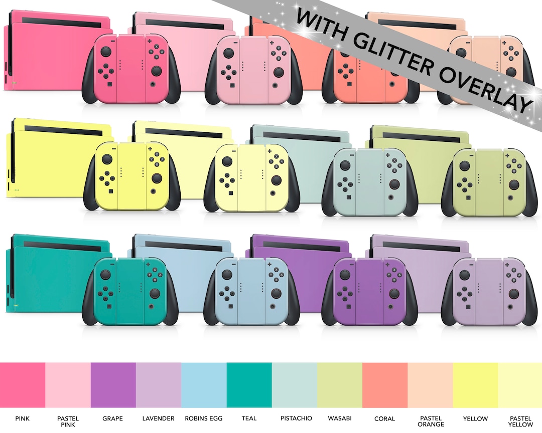 GLITTER Pastel Solid Color Skin Wrap for Nintendo Devices Switch 2 ...