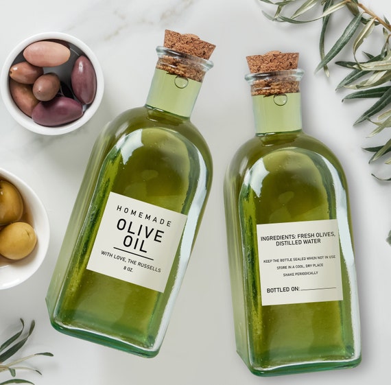 Modern Olive Oil Labels Double Sided Front Back Label Set - Etsy