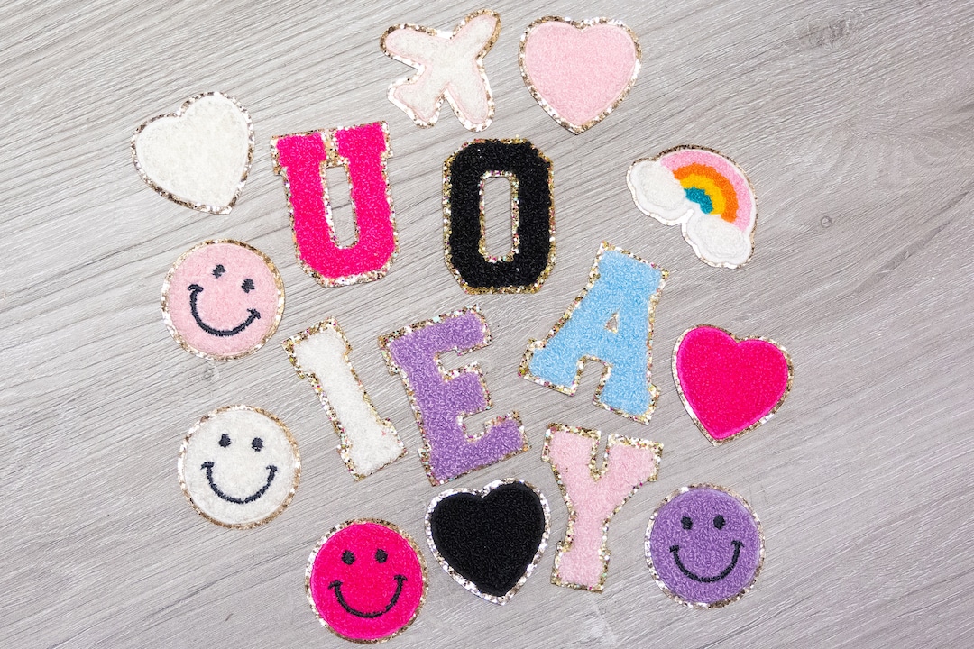 Chenille Letter Patch | Self Adhesive Varsity Letter Glitter Patches ...