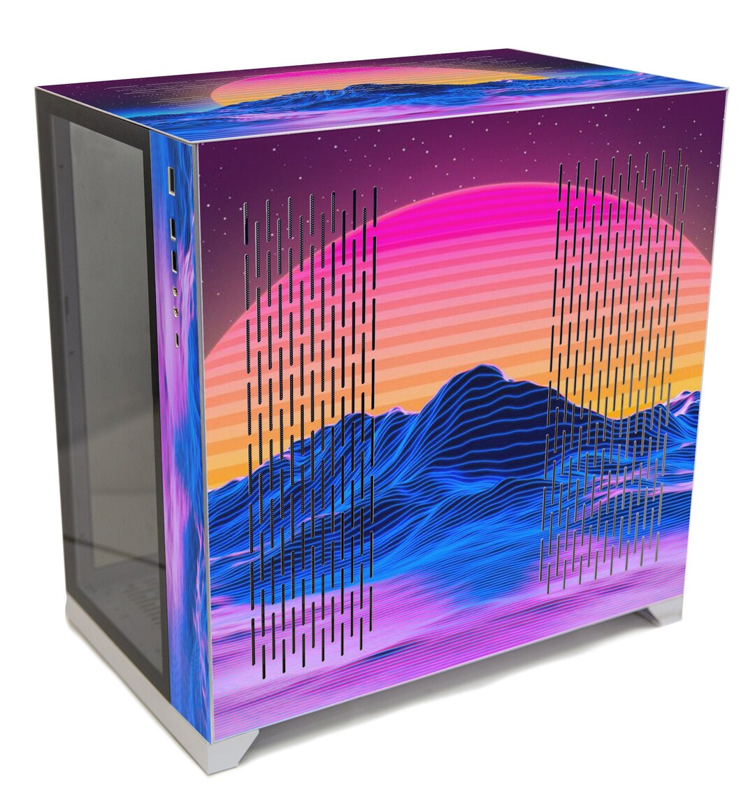 Outrun Retro Sunset Lian Li O11D PC Case Skin | Custom Computer Case ...