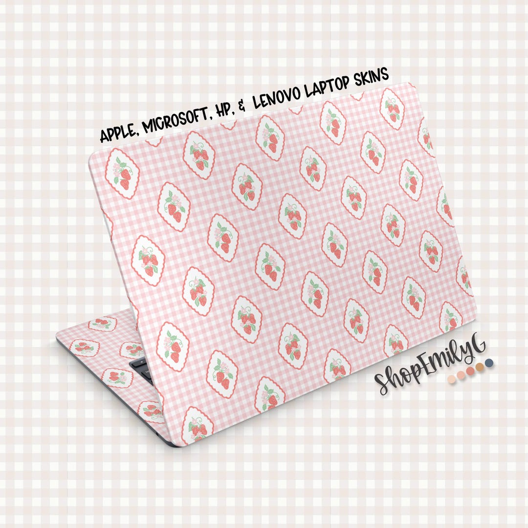 Strawberry Plaid Laptop Computer Decal Skin for Macbook, Surface ...