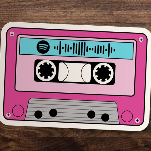 Spotify Code Sticker // Pink Cassette Tape With Spotify Code - Etsy