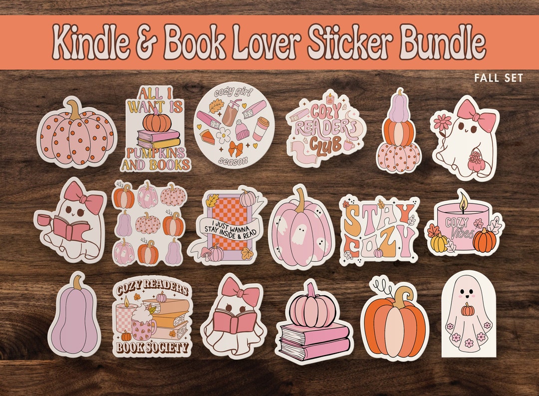 Fall Autumn Halloween Book Lover Sticker Bundle Set Waterproof Matte ...