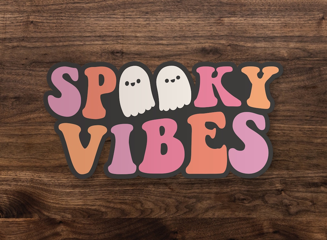 Spooky Vibes Cute Ghosts | Cute Ghost Halloween Fall Sticker // Trendy ...