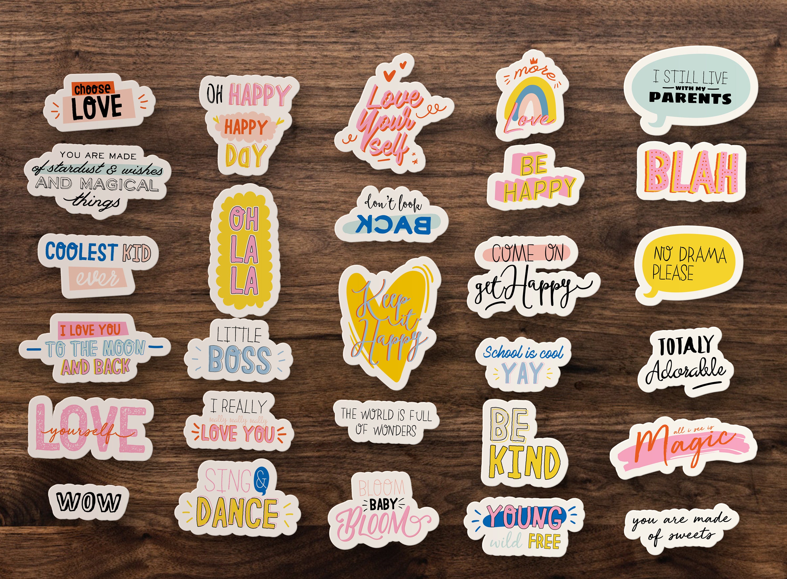 Cute Kid Quote Collection Sticker 28 Pack / Cute Girl, Boy, Teen, Tween ...