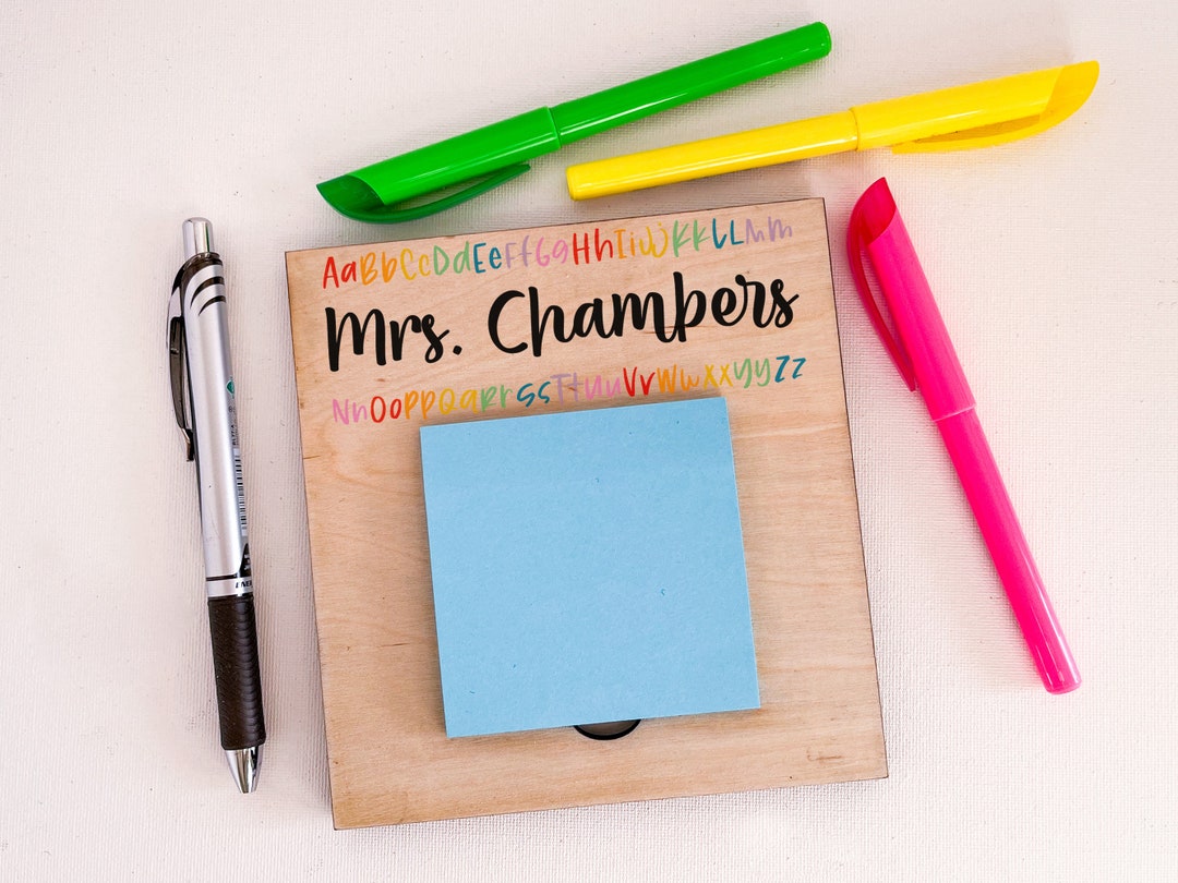 Rainbow Alphabet Teacher Sticky Note Holder Custom - Etsy