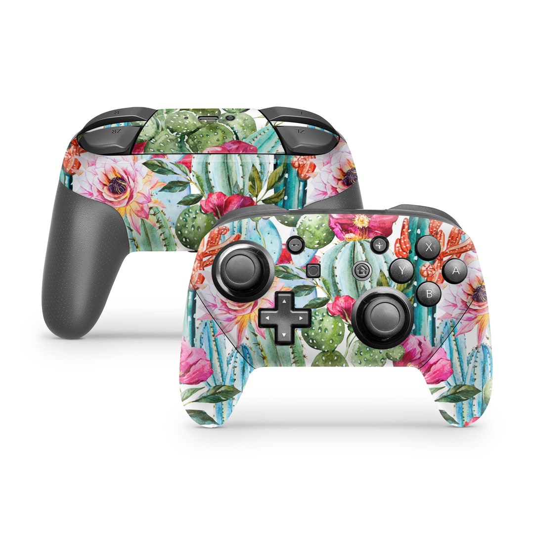 Nintendo Switch Pro Controller Skin // Watercolor Floral Cactus Design ...