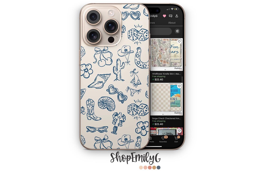 Coastal Cowboy Faux Toile Skin Decal Sticker for iPhone | Decorative ...