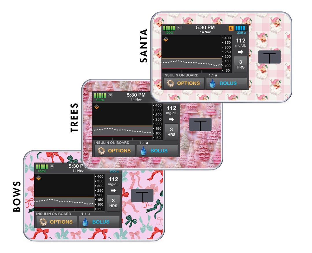 Pink Christmas Floral, Coquette Tandem T:slim X2 Diabetic Pump Decal ...