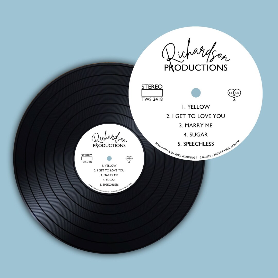 Record Studio Custom Label | Wedding Label for Record Guestbook ...