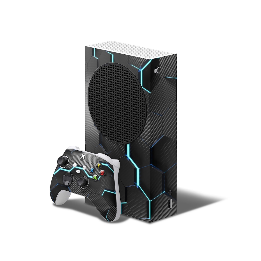 Xbox Series S Skin // Neon Blue Carbon Fiber Hexagons // Best Selling ...