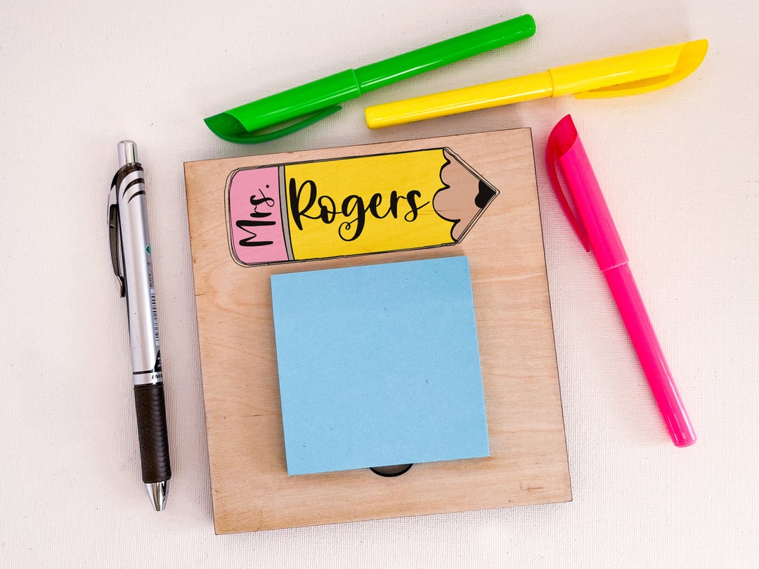 School Pencil Teacher Sticky Note Holder Custom Personalized Note Pad ...