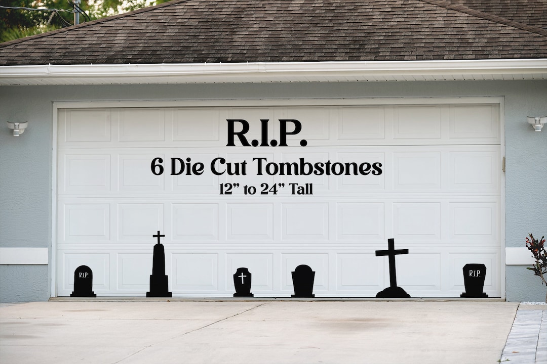 RIP | Die Cut Matte Black Vinyl Decal Tombstones for Garage Door, Wall ...
