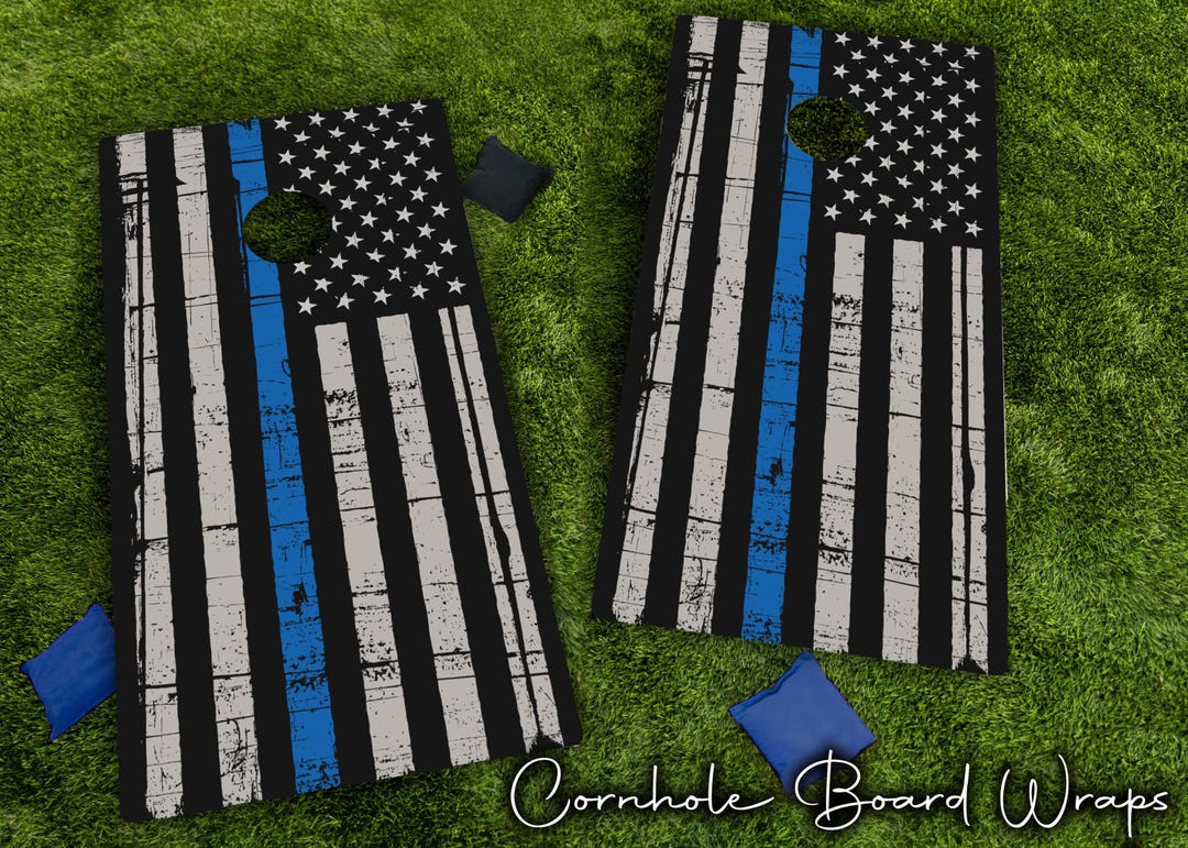 Thin Blue Line Cornhole Board Wrap Set of 2 | High Quality Yard Game ...