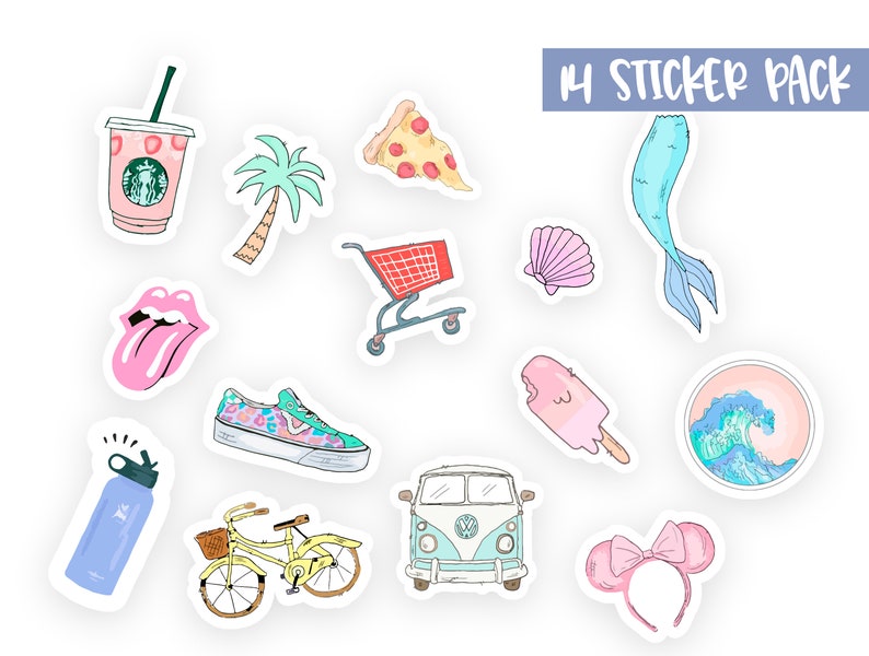 Favorite Things Sticker Pack // Cute Teen Fun Coastal Beach | Etsy