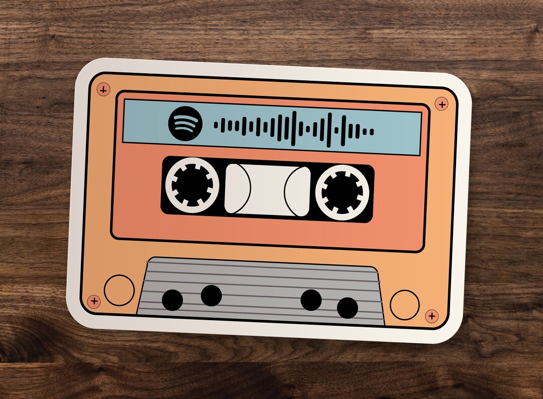 Spotify Code Sticker // Orange Cassette Tape With Spotify Code for Your ...