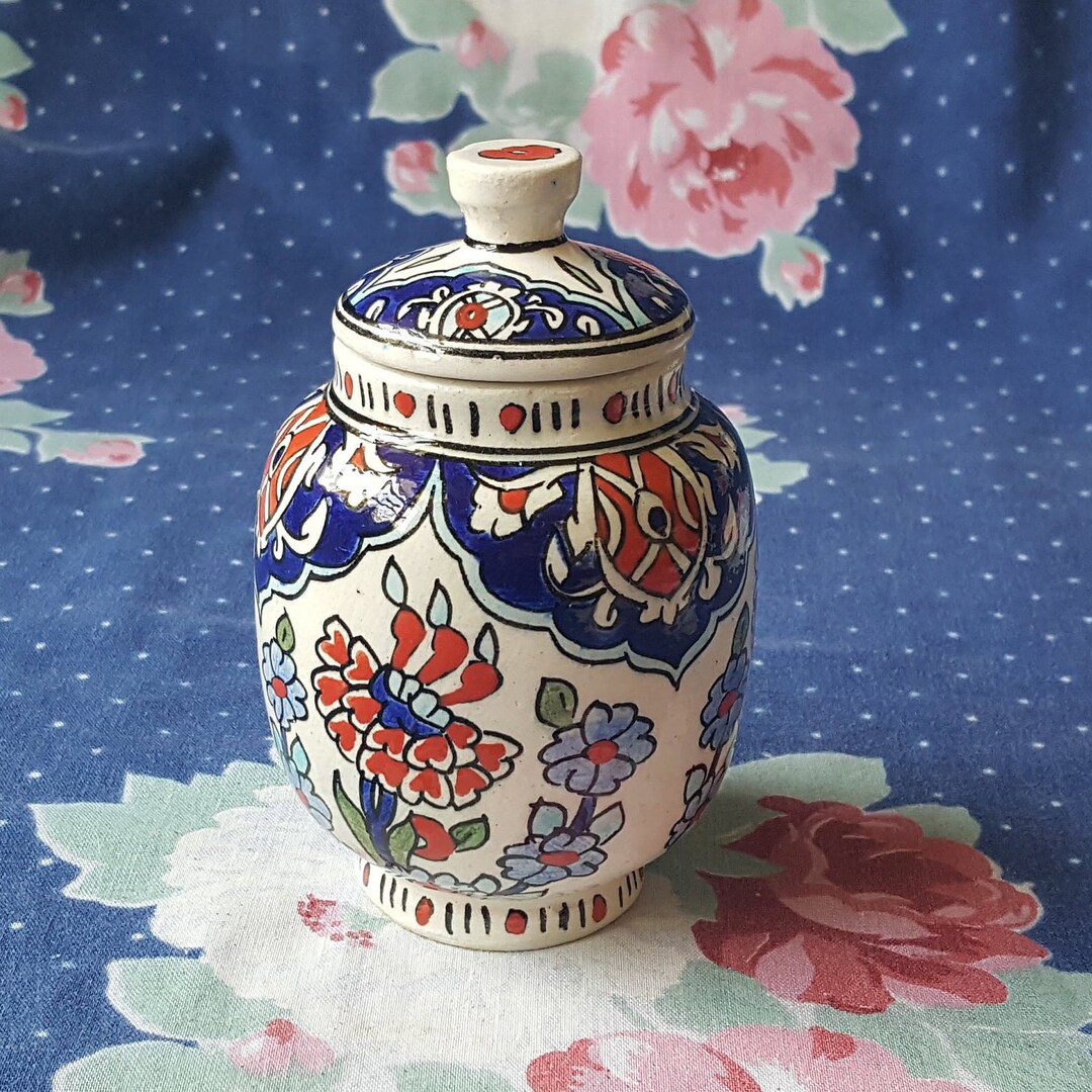 Ceramic Jar Urn With Lid Storage Container Home Bathroom Decor Vanity ...