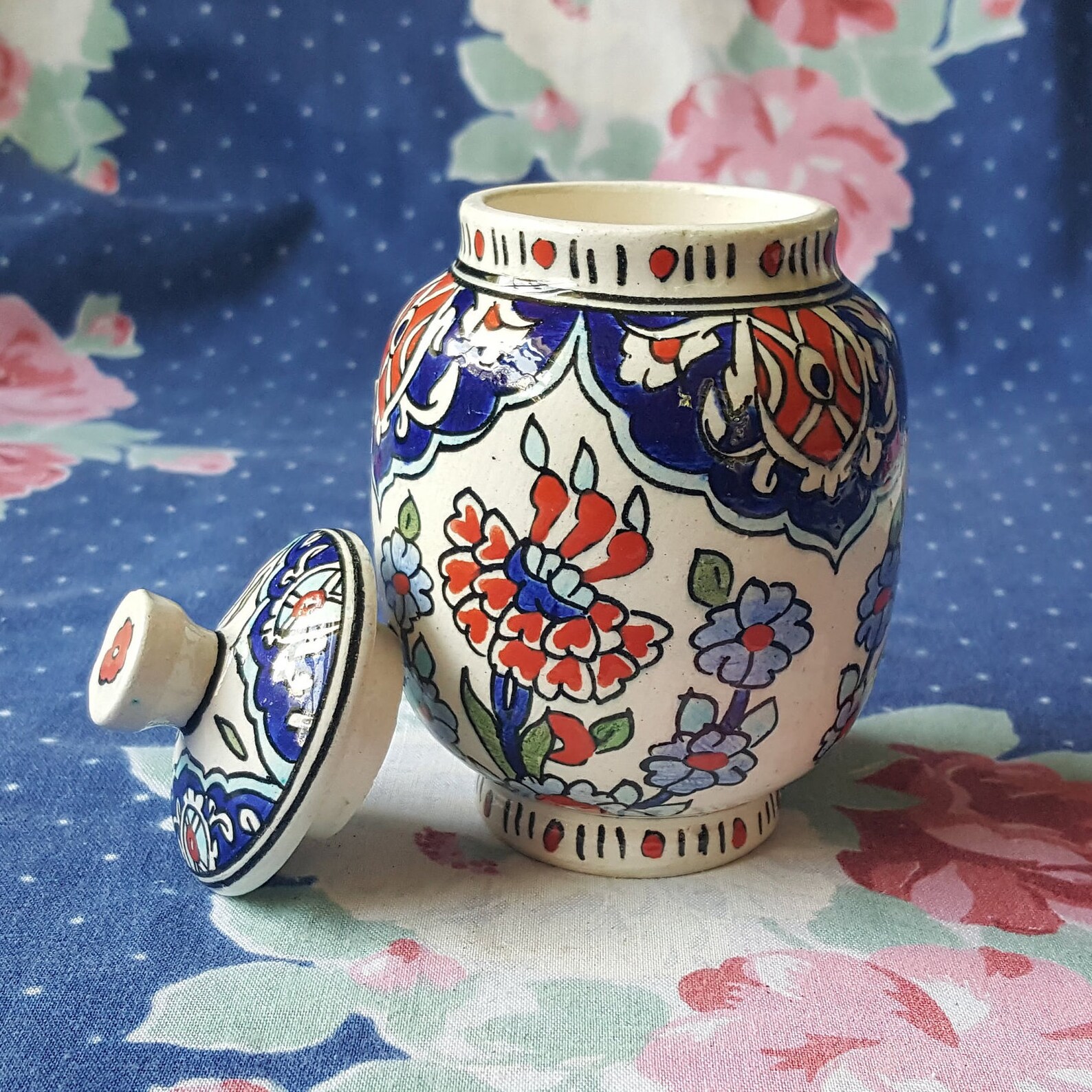 Ceramic Jar Urn With Lid Storage Container Home Bathroom Decor Vanity ...